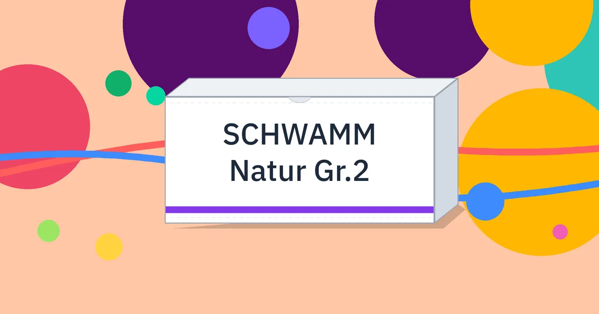 Symbolbild: Packung mit der Aufschrift SCHWAMM Natur Gr.2 (PZN 01740986) – Verfügbarkeit und Bezug in Apotheken in Frankfurt am Main