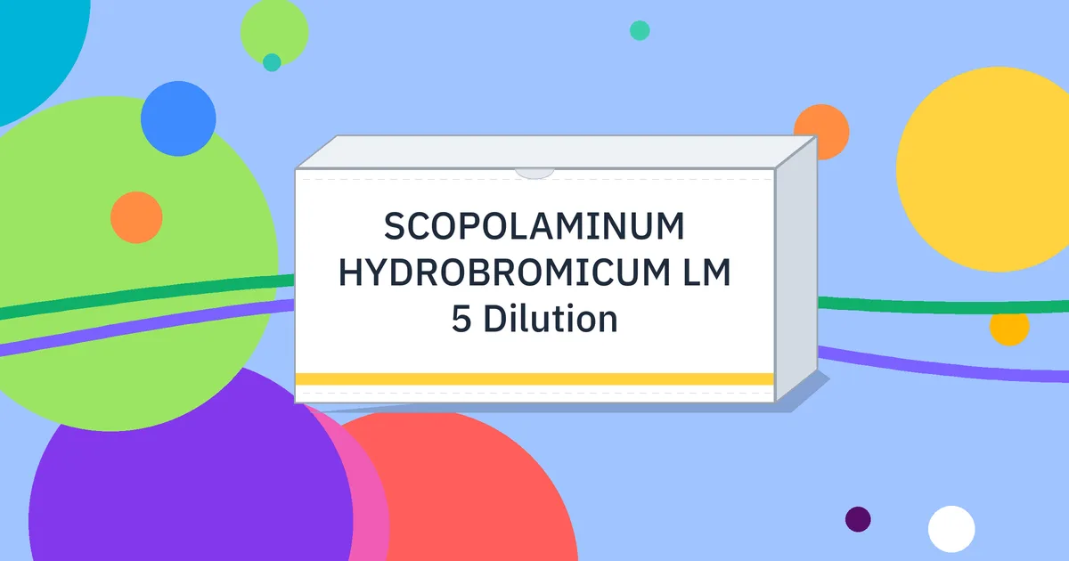 Symbolbild: Packung mit der Aufschrift SCOPOLAMINUM HYDROBROMICUM LM 5 Dilution (PZN 13690957) – Verfügbarkeit und Bezug in Apotheken in Frankfurt am Main