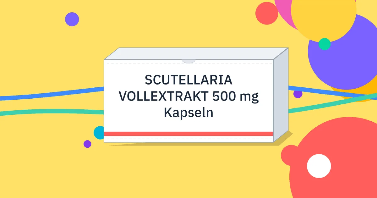 Symbolbild: Packung mit der Aufschrift SCUTELLARIA VOLLEXTRAKT 500 mg Kapseln (PZN 13059058) – Verfügbarkeit und Bezug in Apotheken in Frankfurt am Main