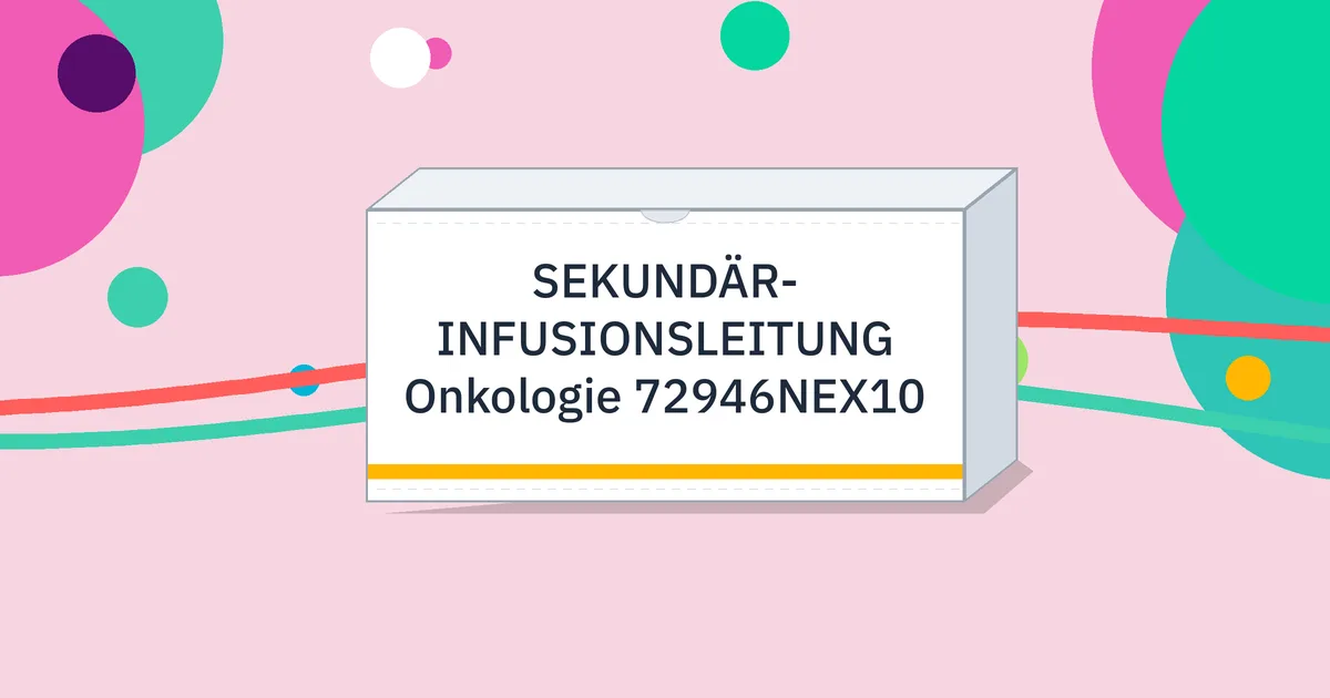 Symbolbild: Packung mit der Aufschrift SEKUNDÄR-INFUSIONSLEITUNG Onkologie 72946NEX10 (PZN 13695831) – Verfügbarkeit und Bezug in Apotheken in Frankfurt am Main