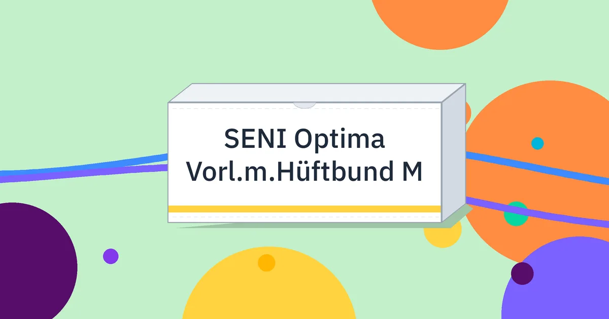 Symbolbild: Packung mit der Aufschrift SENI Optima Vorl.m.Hüftbund M (PZN 03154318) – Verfügbarkeit und Bezug in Apotheken in Frankfurt am Main