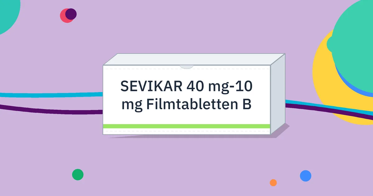Symbolbild: Packung mit der Aufschrift SEVIKAR 40 mg-10 mg Filmtabletten B (PZN 04712714) – Verfügbarkeit und Bezug in Apotheken in Frankfurt am Main