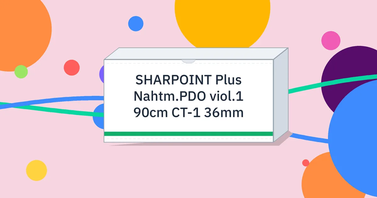 Symbolbild: Packung mit der Aufschrift SHARPOINT Plus Nahtm.PDO viol.1 90cm CT-1 36mm (PZN 17994418) – Verfügbarkeit und Bezug in Apotheken in Frankfurt am Main