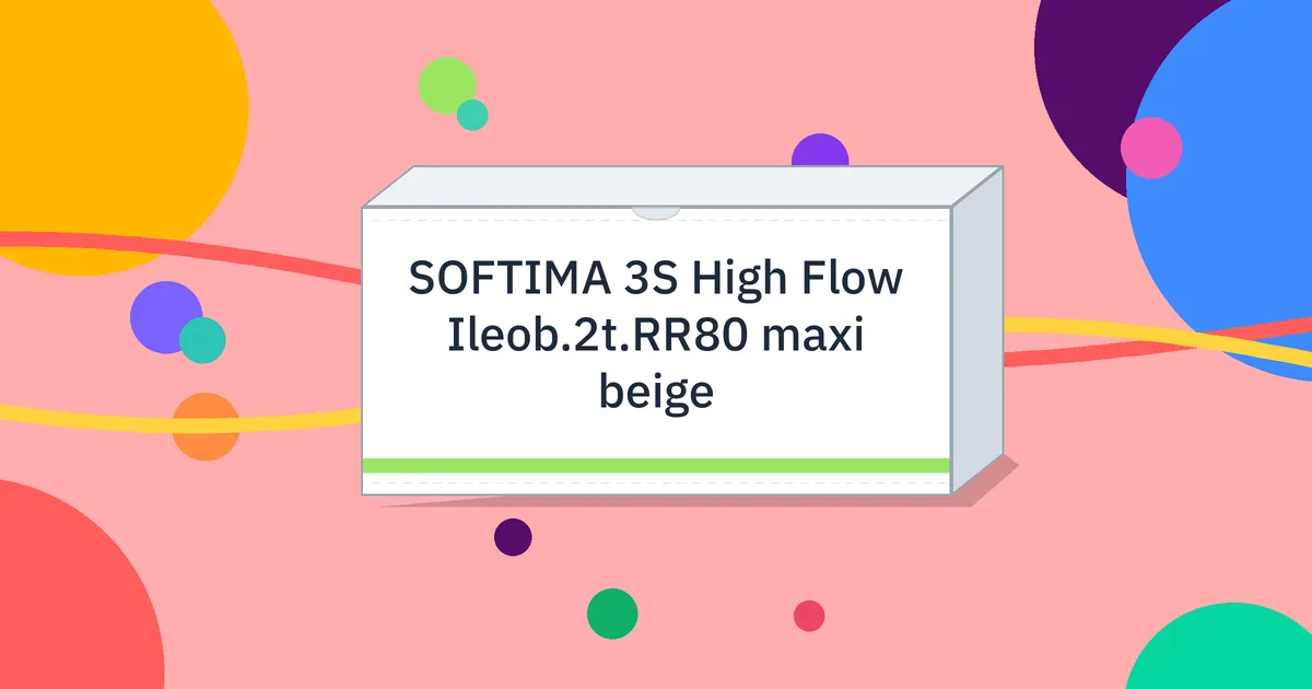 Symbolbild: Packung mit der Aufschrift SOFTIMA 3S High Flow Ileob.2t.RR80 maxi beige (PZN 04813438) – Verfügbarkeit und Bezug in Apotheken in Frankfurt am Main