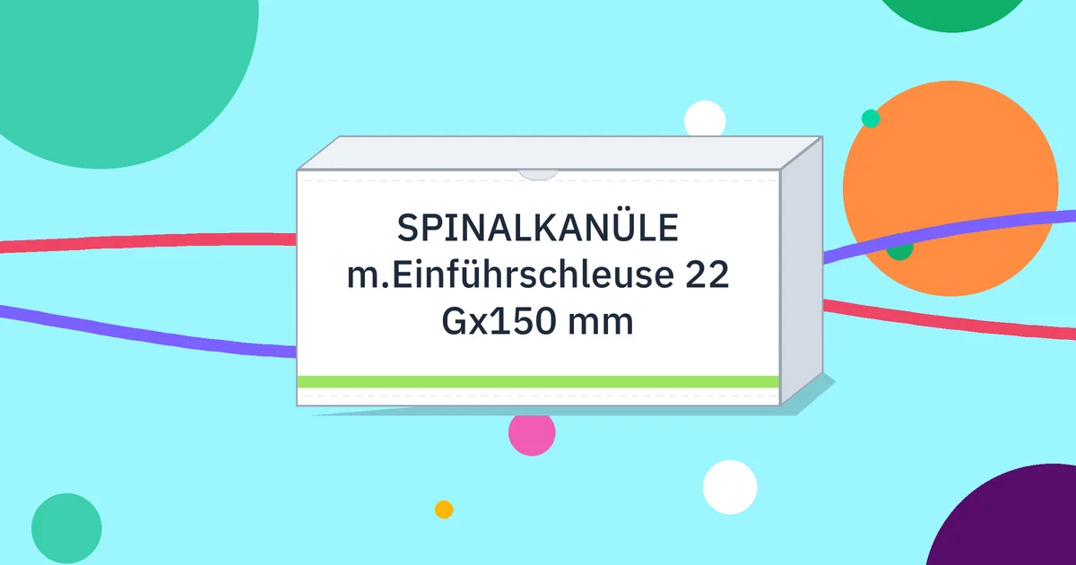 Symbolbild: Packung mit der Aufschrift SPINALKANÜLE m.Einführschleuse 22 Gx150 mm (PZN 03949762) – Verfügbarkeit und Bezug in Apotheken in Frankfurt am Main
