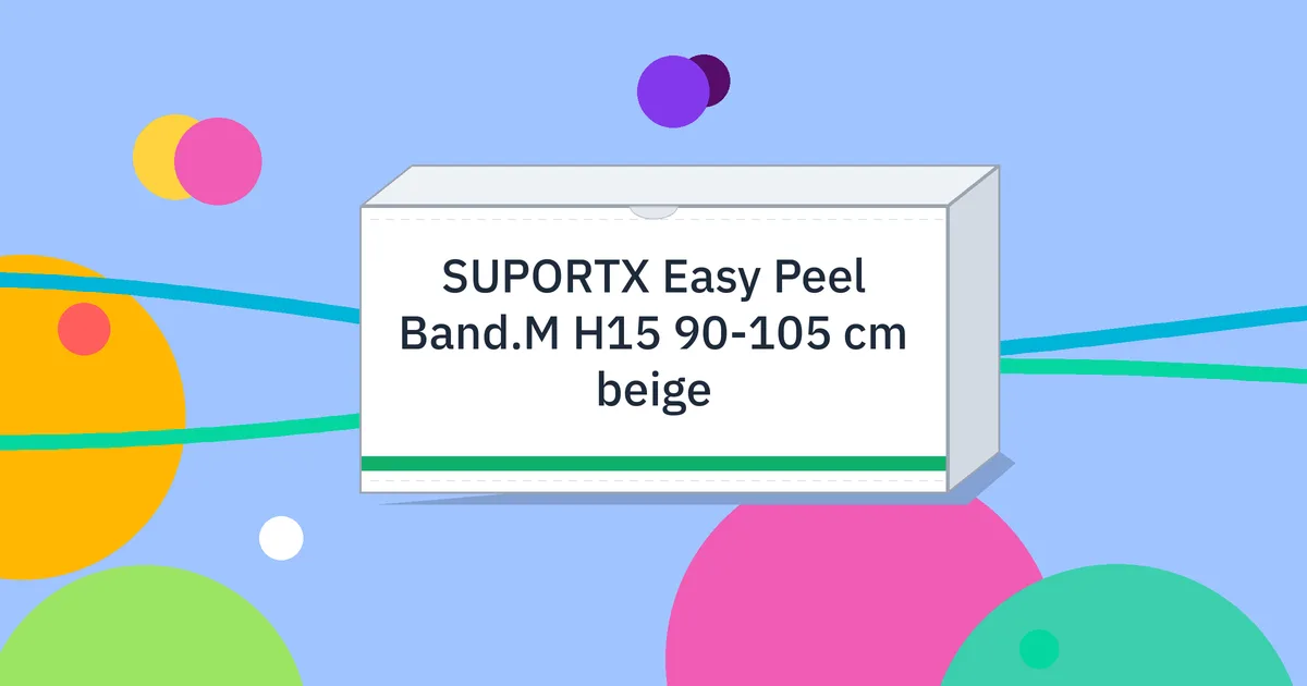 Symbolbild: Packung mit der Aufschrift SUPORTX Easy Peel Band.M H15 90-105 cm beige (PZN 09486398) – Verfügbarkeit und Bezug in Apotheken in Frankfurt am Main