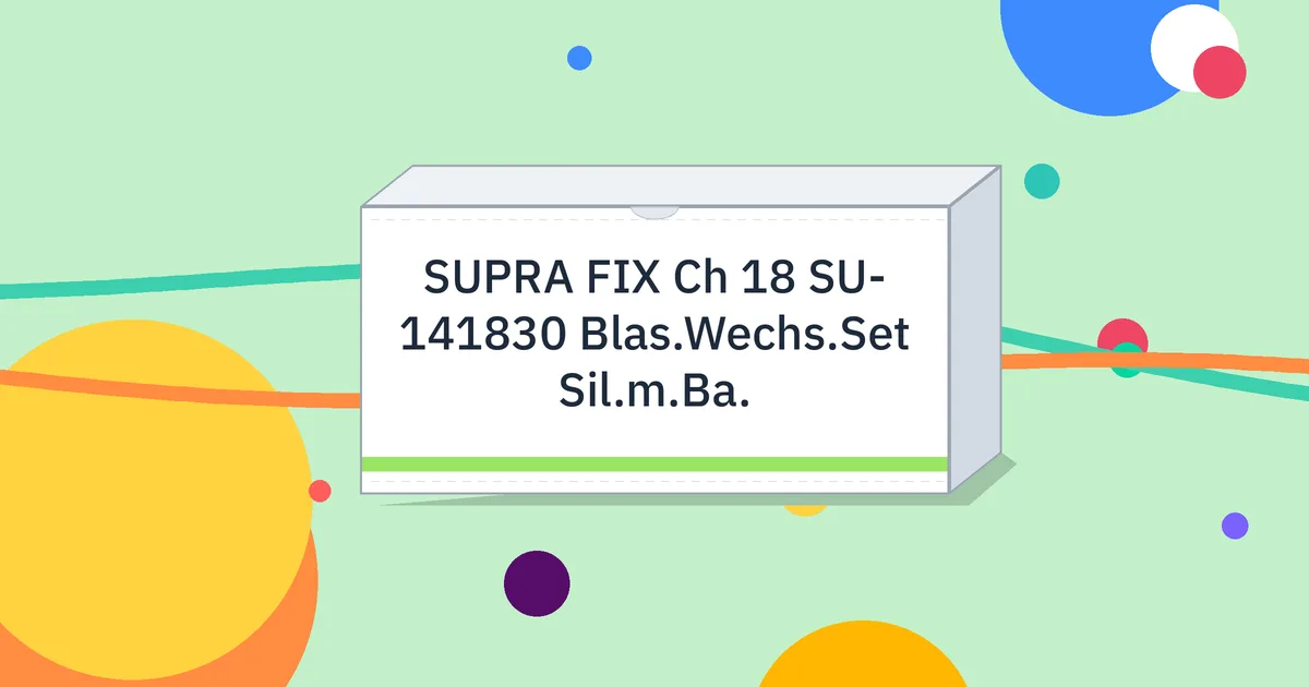 Symbolbild: Packung mit der Aufschrift SUPRA FIX Ch 18 SU-141830 Blas.Wechs.Set Sil.m.Ba. (PZN 00445392) – Verfügbarkeit und Bezug in Apotheken in Frankfurt am Main