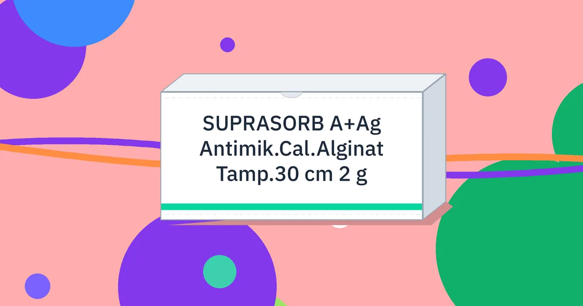 Symbolbild: Packung mit der Aufschrift SUPRASORB A+Ag Antimik.Cal.Alginat Tamp.30 cm 2 g (PZN 12586413) – Verfügbarkeit und Bezug in Apotheken in Frankfurt am Main