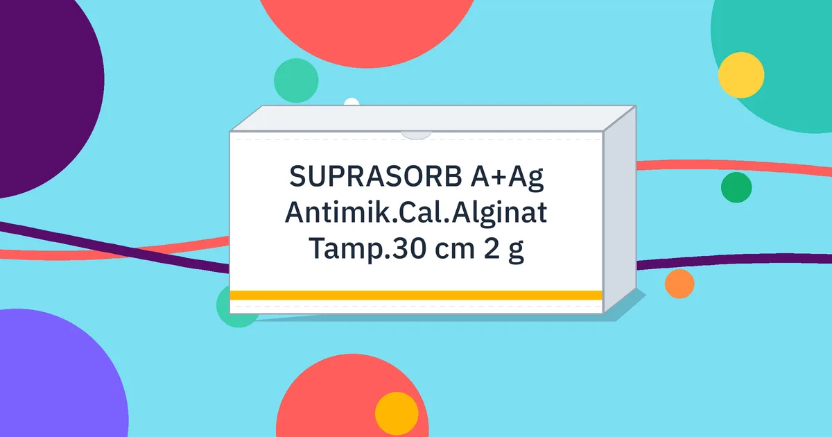 Symbolbild: Packung mit der Aufschrift SUPRASORB A+Ag Antimik.Cal.Alginat Tamp.30 cm 2 g (PZN 18395045) – Verfügbarkeit und Bezug in Apotheken in Frankfurt am Main