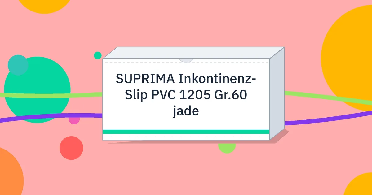 Symbolbild: Packung mit der Aufschrift SUPRIMA Inkontinenz-Slip PVC 1205 Gr.60 jade (PZN 00416717) – Verfügbarkeit und Bezug in Apotheken in Frankfurt am Main