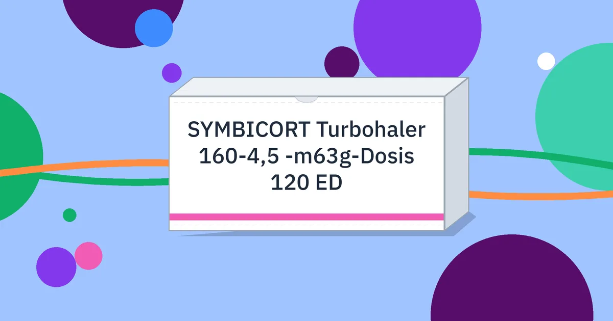 Symbolbild: Packung mit der Aufschrift SYMBICORT Turbohaler 160-4,5 -m63g-Dosis 120 ED (PZN 19173134) – Verfügbarkeit und Bezug in Apotheken in Frankfurt am Main