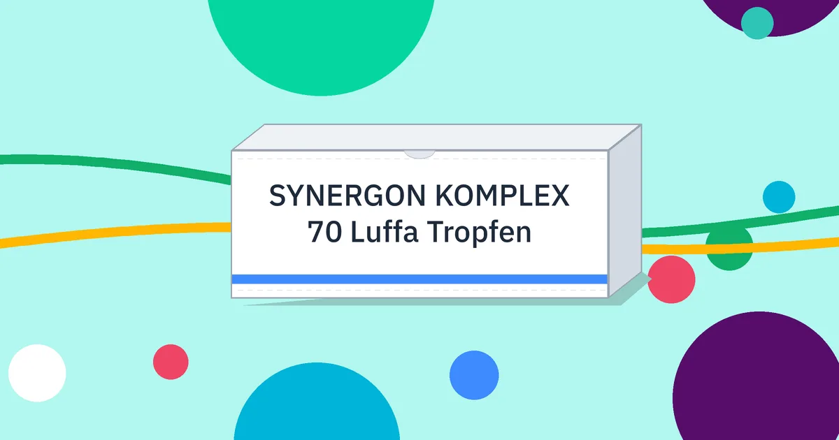 Symbolbild: Packung mit der Aufschrift SYNERGON KOMPLEX 70 Luffa Tropfen (PZN 03467193) – Verfügbarkeit und Bezug in Apotheken in Frankfurt am Main