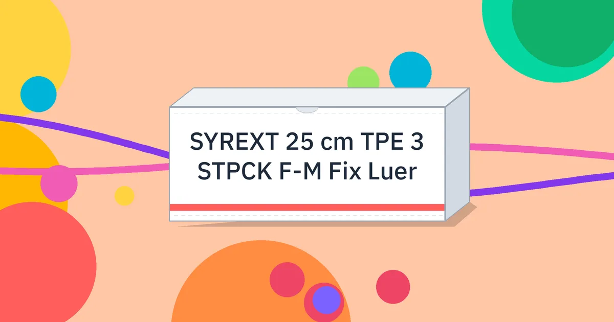 Symbolbild: Packung mit der Aufschrift SYREXT 25 cm TPE 3 STPCK F-M Fix Luer (PZN 17897572) – Verfügbarkeit und Bezug in Apotheken in Frankfurt am Main