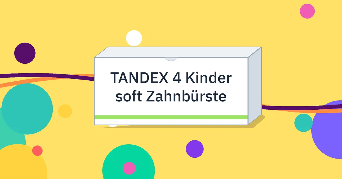 Symbolbild: Packung mit der Aufschrift TANDEX 4 Kinder soft Zahnbürste (PZN 15528936) – Verfügbarkeit und Bezug in Apotheken in Frankfurt am Main