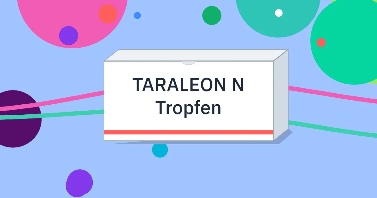 Symbolbild: Packung mit der Aufschrift TARALEON N Tropfen (PZN 04083632) – Verfügbarkeit und Bezug in Apotheken in Frankfurt am Main