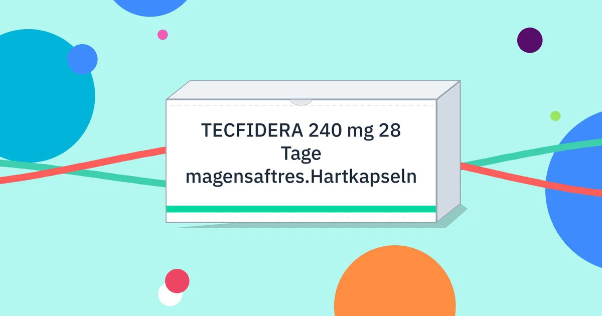 Symbolbild: Packung mit der Aufschrift TECFIDERA 240 mg 28 Tage magensaftres.Hartkapseln (PZN 18330382) – Verfügbarkeit und Bezug in Apotheken in Frankfurt am Main