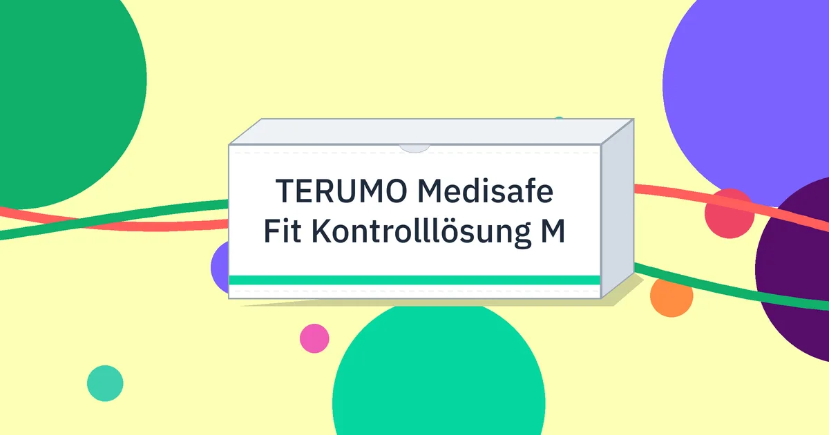 Symbolbild: Packung mit der Aufschrift TERUMO Medisafe Fit Kontrolllösung M (PZN 10191426) – Verfügbarkeit und Bezug in Apotheken in Frankfurt am Main