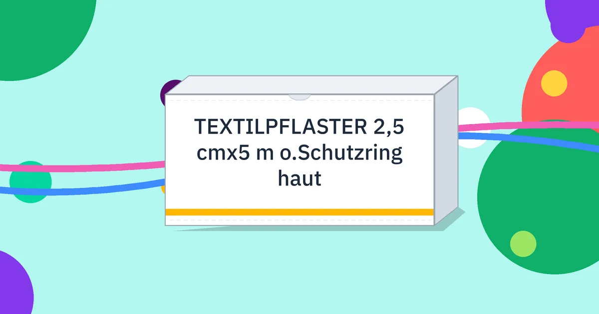 Symbolbild: Packung mit der Aufschrift TEXTILPFLASTER 2,5 cmx5 m o.Schutzring haut (PZN 10404827) – Verfügbarkeit und Bezug in Apotheken in Frankfurt am Main