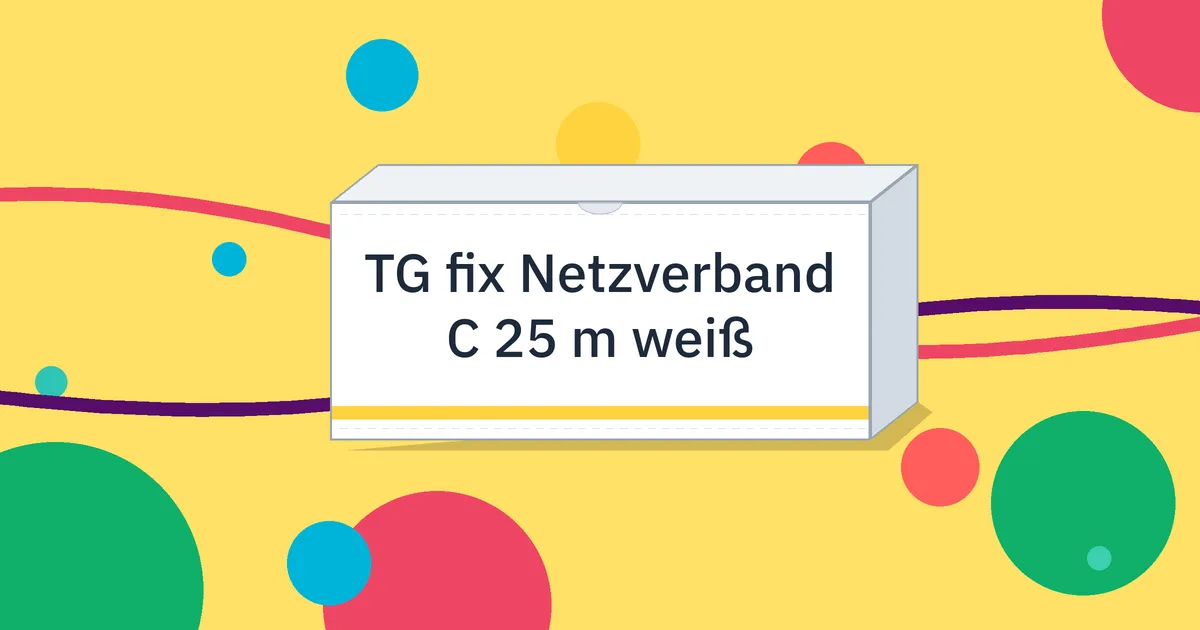 Symbolbild: Packung mit der Aufschrift TG fix Netzverband C 25 m weiß (PZN 17833939) – Verfügbarkeit und Bezug in Apotheken in Frankfurt am Main
