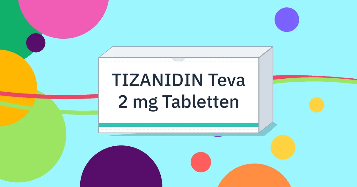 Symbolbild: Packung mit der Aufschrift TIZANIDIN Teva 2 mg Tabletten (PZN 06681188) – Verfügbarkeit und Bezug in Apotheken in Frankfurt am Main