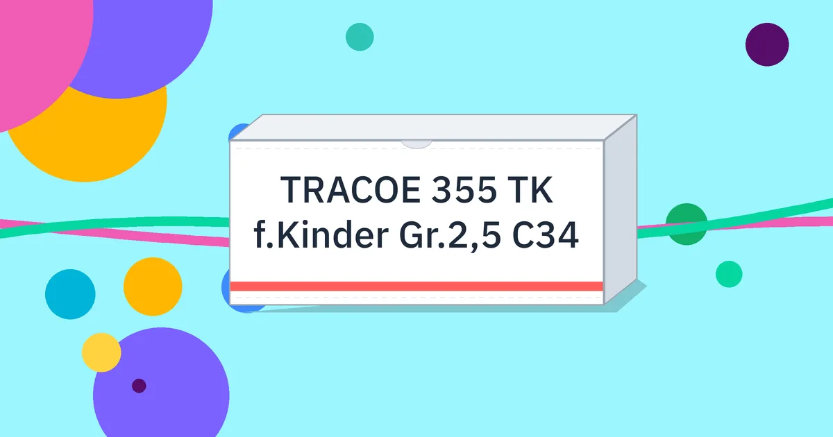 Symbolbild: Packung mit der Aufschrift TRACOE 355 TK f.Kinder Gr.2,5 C34 (PZN 11643741) – Verfügbarkeit und Bezug in Apotheken in Frankfurt am Main