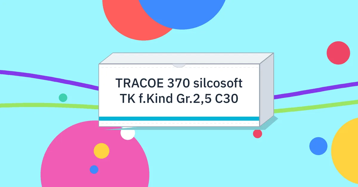 Symbolbild: Packung mit der Aufschrift TRACOE 370 silcosoft TK f.Kind Gr.2,5 C30 (PZN 14313978) – Verfügbarkeit und Bezug in Apotheken in Frankfurt am Main