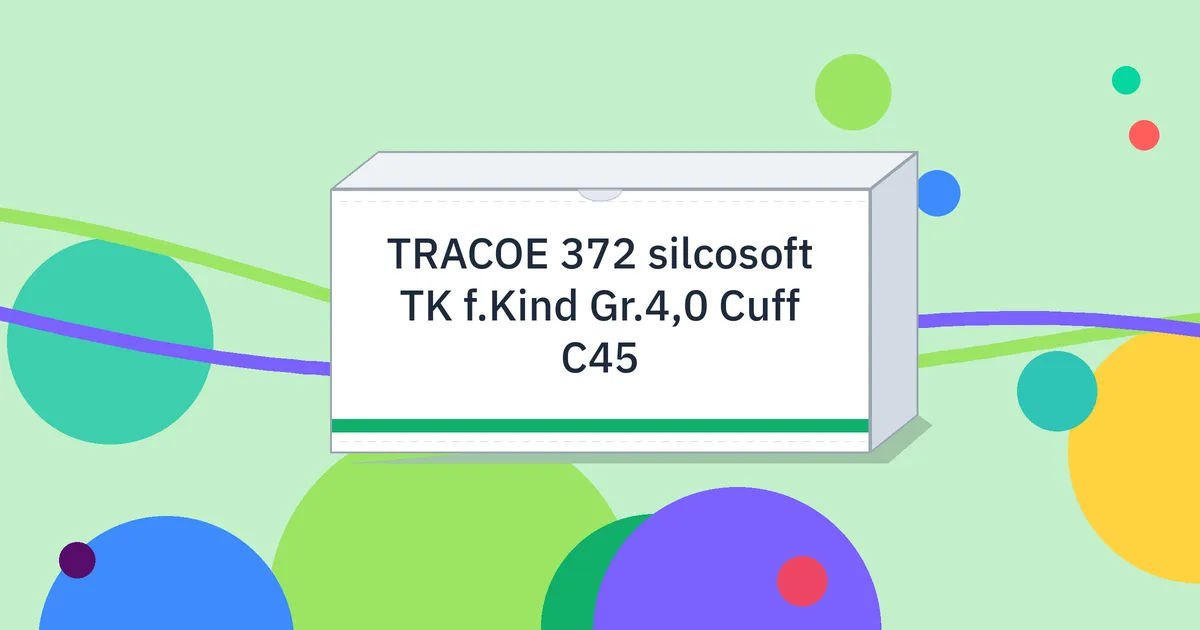 Symbolbild: Packung mit der Aufschrift TRACOE 372 silcosoft TK f.Kind Gr.4,0 Cuff C45 (PZN 14316310) – Verfügbarkeit und Bezug in Apotheken in Frankfurt am Main