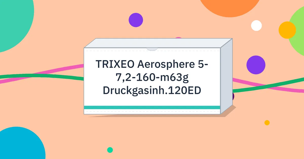 Symbolbild: Packung mit der Aufschrift TRIXEO Aerosphere 5-7,2-160-m63g Druckgasinh.120ED (PZN 19781218) – Verfügbarkeit und Bezug in Apotheken in Frankfurt am Main