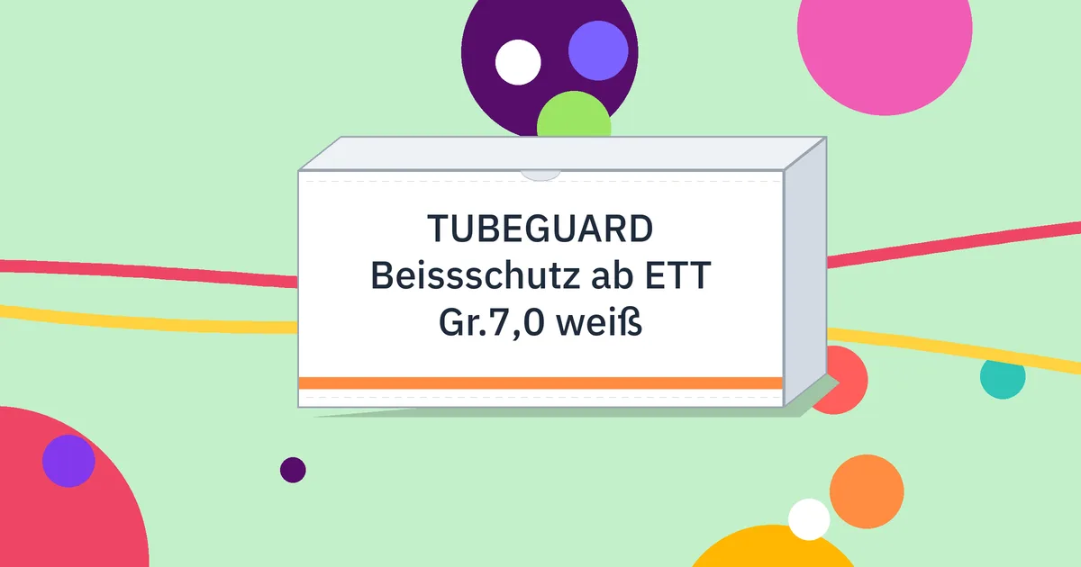 Symbolbild: Packung mit der Aufschrift TUBEGUARD Beissschutz ab ETT Gr.7,0 weiß (PZN 18795951) – Verfügbarkeit und Bezug in Apotheken in Frankfurt am Main