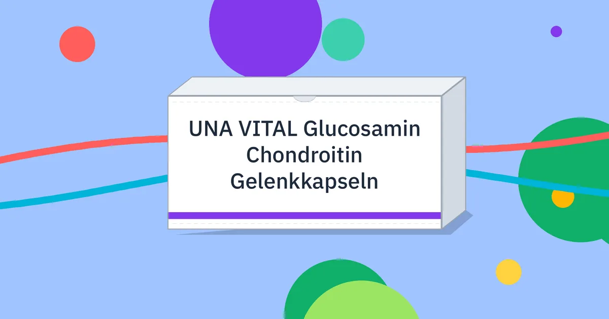 Symbolbild: Packung mit der Aufschrift UNA VITAL Glucosamin Chondroitin Gelenkkapseln (PZN 14165644) – Verfügbarkeit und Bezug in Apotheken in Frankfurt am Main
