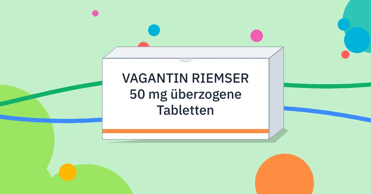 Symbolbild: Packung mit der Aufschrift VAGANTIN RIEMSER 50 mg überzogene Tabletten (PZN 10985824) – Verfügbarkeit und Bezug in Apotheken in Frankfurt am Main