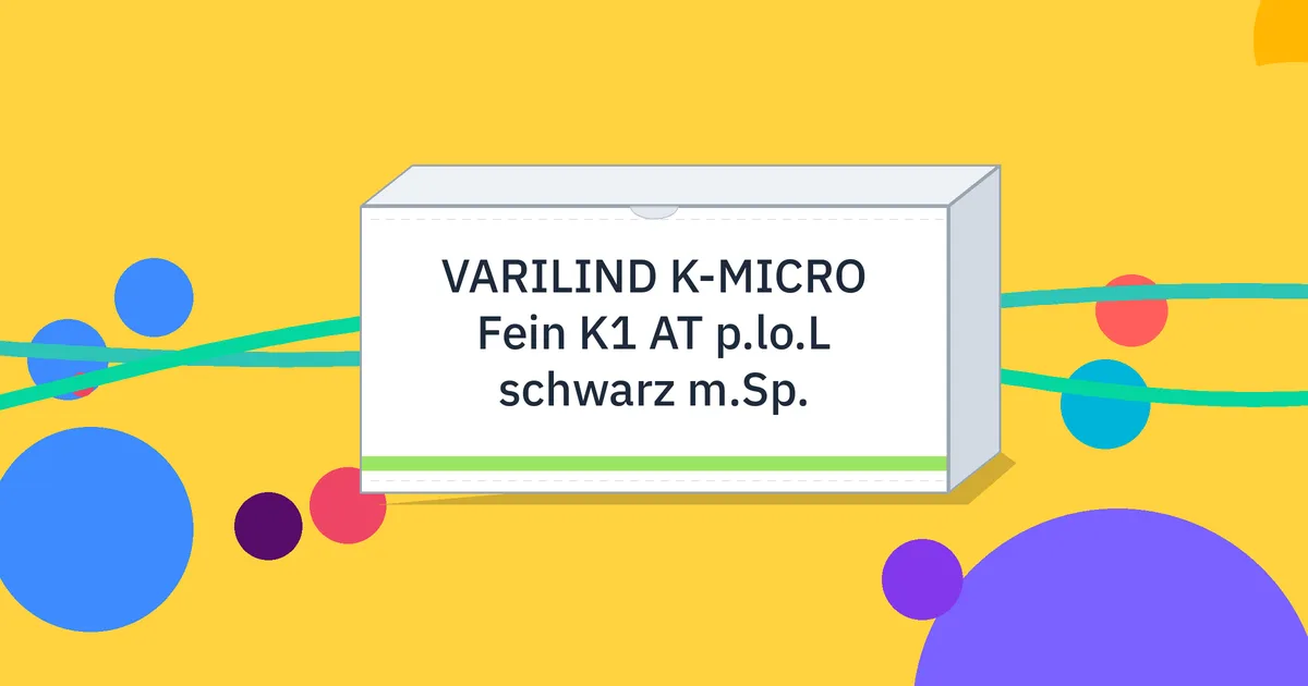Symbolbild: Packung mit der Aufschrift VARILIND K-MICRO Fein K1 AT p.lo.L schwarz m.Sp. (PZN 20552517) – Verfügbarkeit und Bezug in Apotheken in Frankfurt am Main