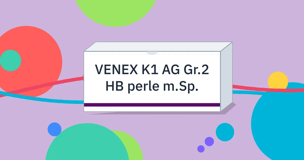 Symbolbild: Packung mit der Aufschrift VENEX K1 AG Gr.2 HB perle m.Sp. (PZN 03190917) – Verfügbarkeit und Bezug in Apotheken in Frankfurt am Main
