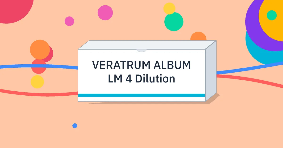 Symbolbild: Packung mit der Aufschrift VERATRUM ALBUM LM 4 Dilution (PZN 13264278) – Verfügbarkeit und Bezug in Apotheken in Frankfurt am Main