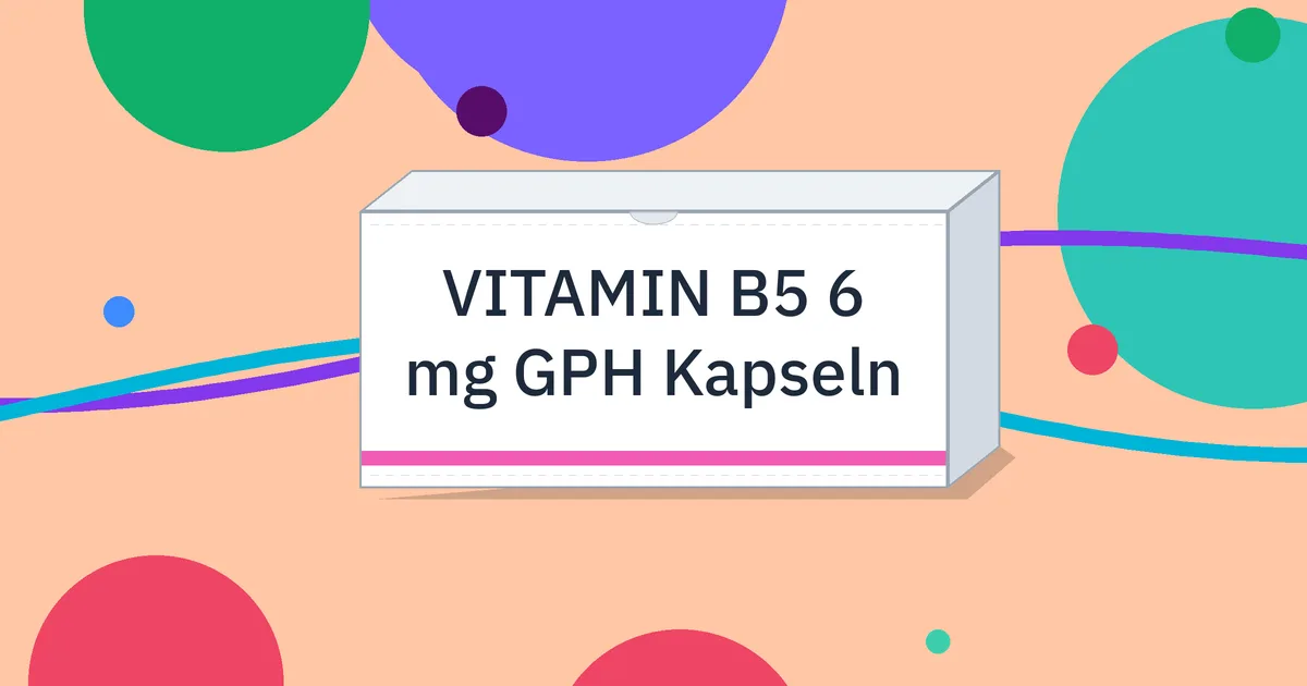 Symbolbild: Packung mit der Aufschrift VITAMIN B5 6 mg GPH Kapseln (PZN 09323288) – Verfügbarkeit und Bezug in Apotheken in Frankfurt am Main