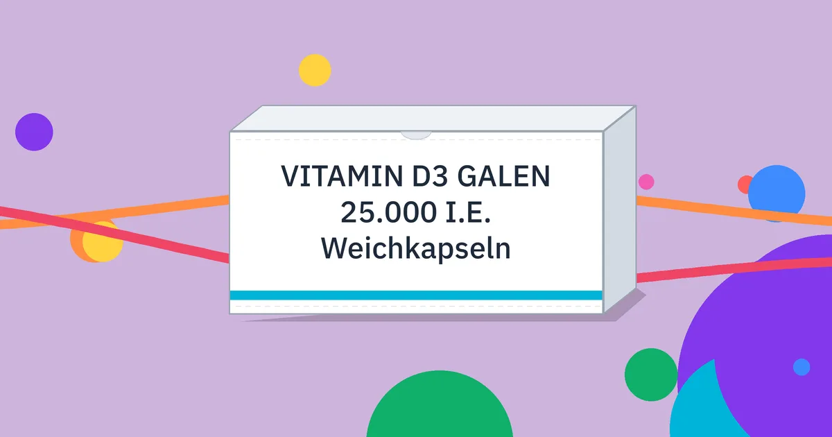 Symbolbild: Packung mit der Aufschrift VITAMIN D3 GALEN 25.000 I.E. Weichkapseln (PZN 17622800) – Verfügbarkeit und Bezug in Apotheken in Frankfurt am Main