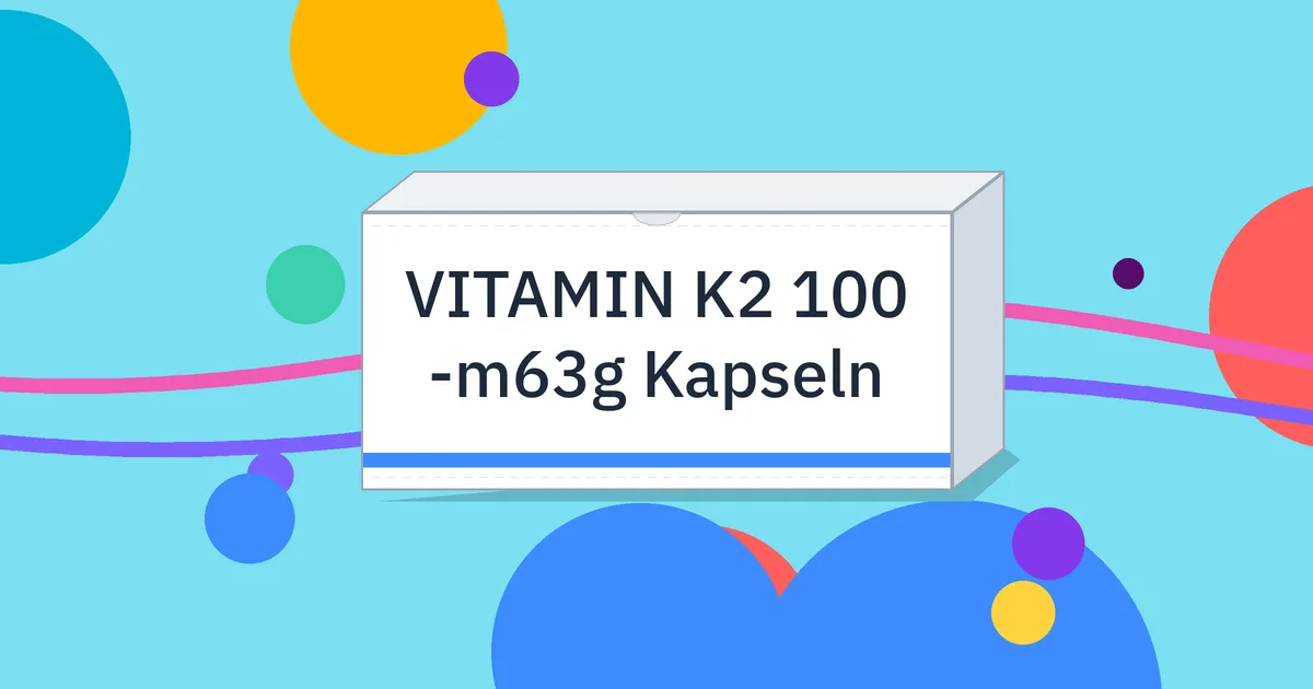 Symbolbild: Packung mit der Aufschrift VITAMIN K2 100 -m63g Kapseln (PZN 19302399) – Verfügbarkeit und Bezug in Apotheken in Frankfurt am Main