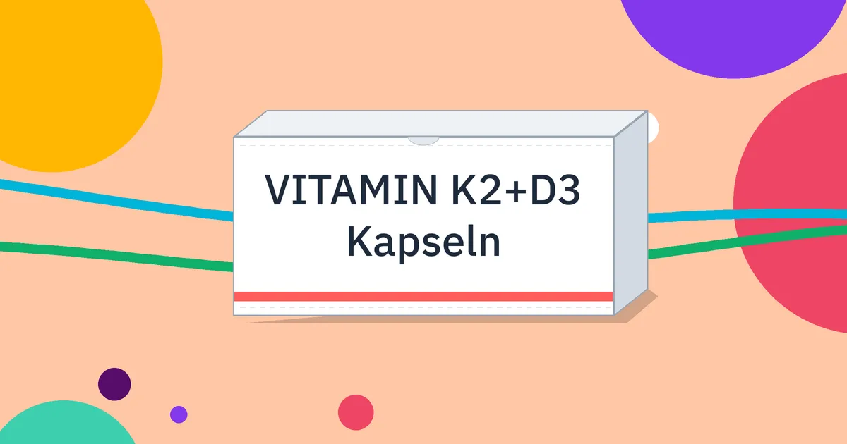 Symbolbild: Packung mit der Aufschrift VITAMIN K2+D3 Kapseln (PZN 18654512) – Verfügbarkeit und Bezug in Apotheken in Frankfurt am Main