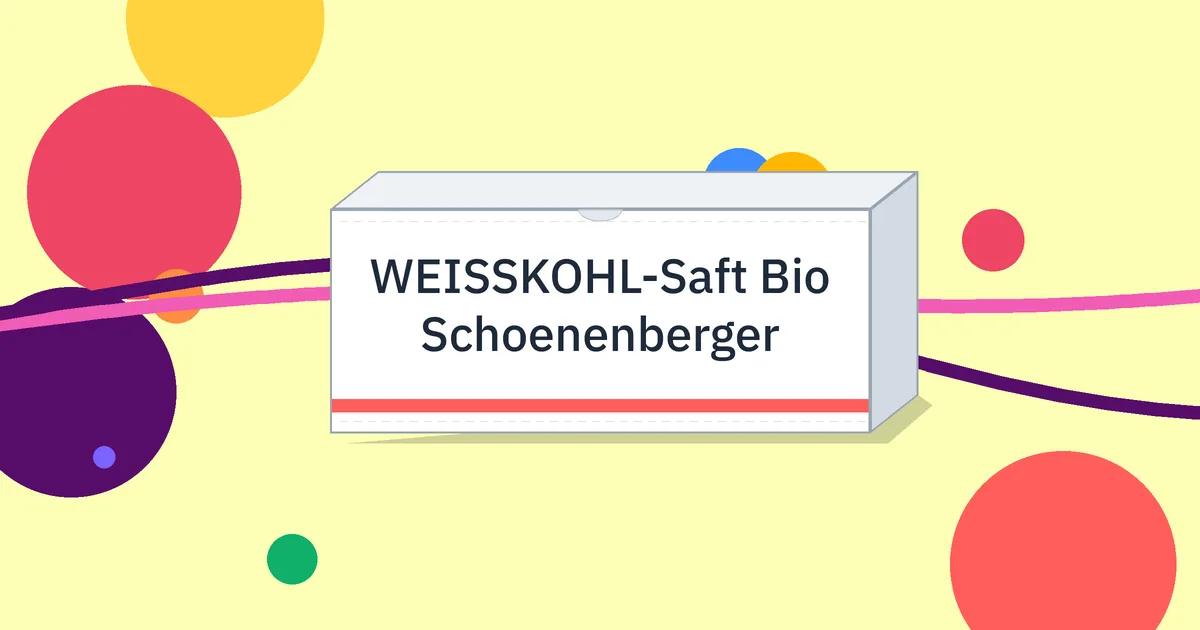 Symbolbild: Packung mit der Aufschrift WEISSKOHL-Saft Bio Schoenenberger (PZN 15196380) – Verfügbarkeit und Bezug in Apotheken in Frankfurt am Main