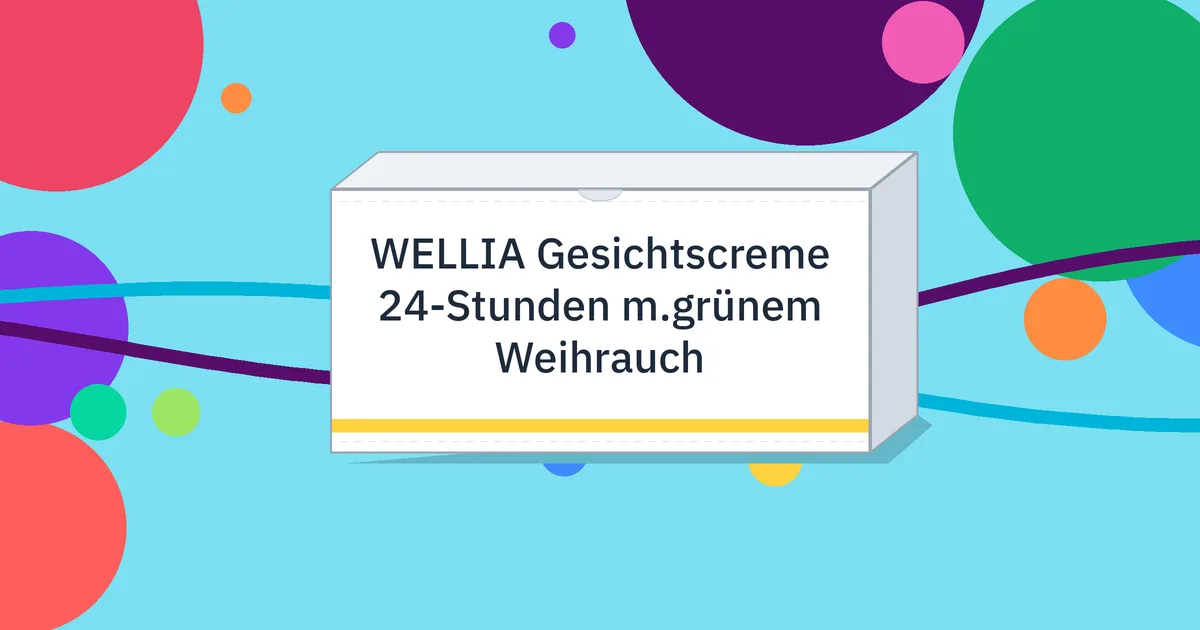 Symbolbild: Packung mit der Aufschrift WELLIA Gesichtscreme 24-Stunden m.grünem Weihrauch (PZN 19146752) – Verfügbarkeit und Bezug in Apotheken in Frankfurt am Main