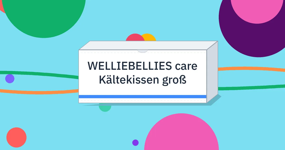 Symbolbild: Packung mit der Aufschrift WELLIEBELLIES care Kältekissen groß (PZN 11153586) – Verfügbarkeit und Bezug in Apotheken in Frankfurt am Main
