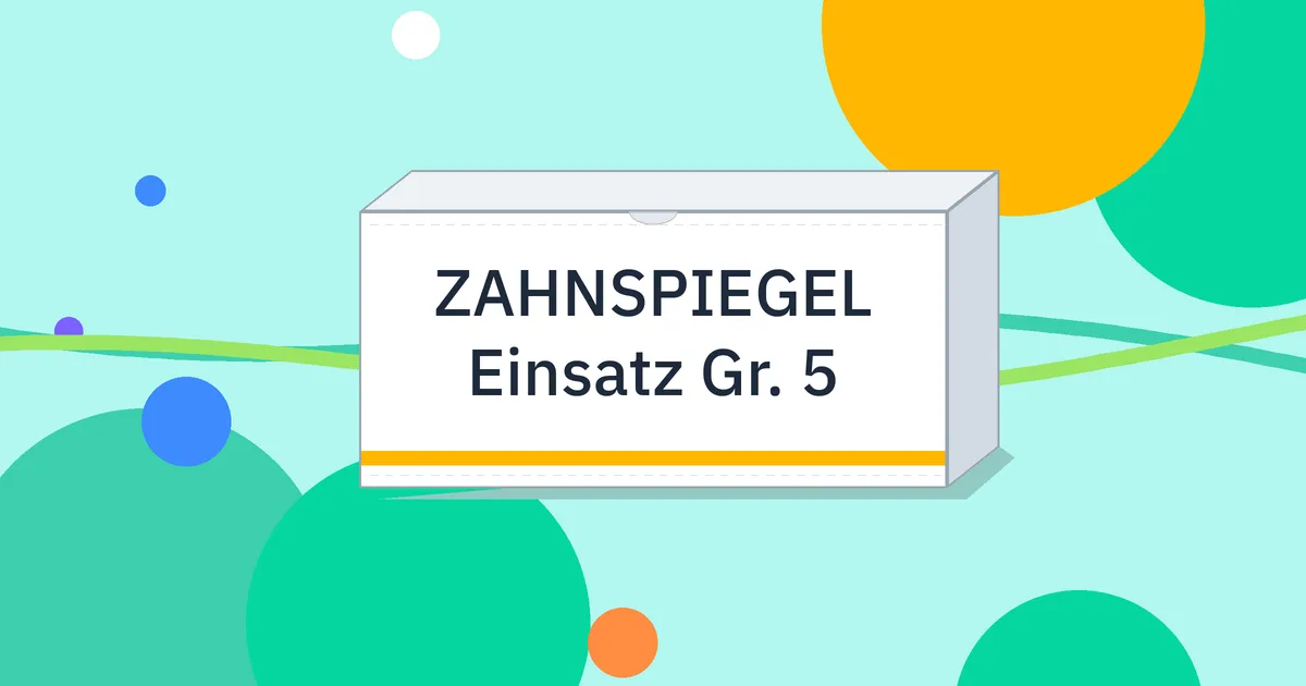 Symbolbild: Packung mit der Aufschrift ZAHNSPIEGEL Einsatz Gr. 5 (PZN 02446823) – Verfügbarkeit und Bezug in Apotheken in Frankfurt am Main