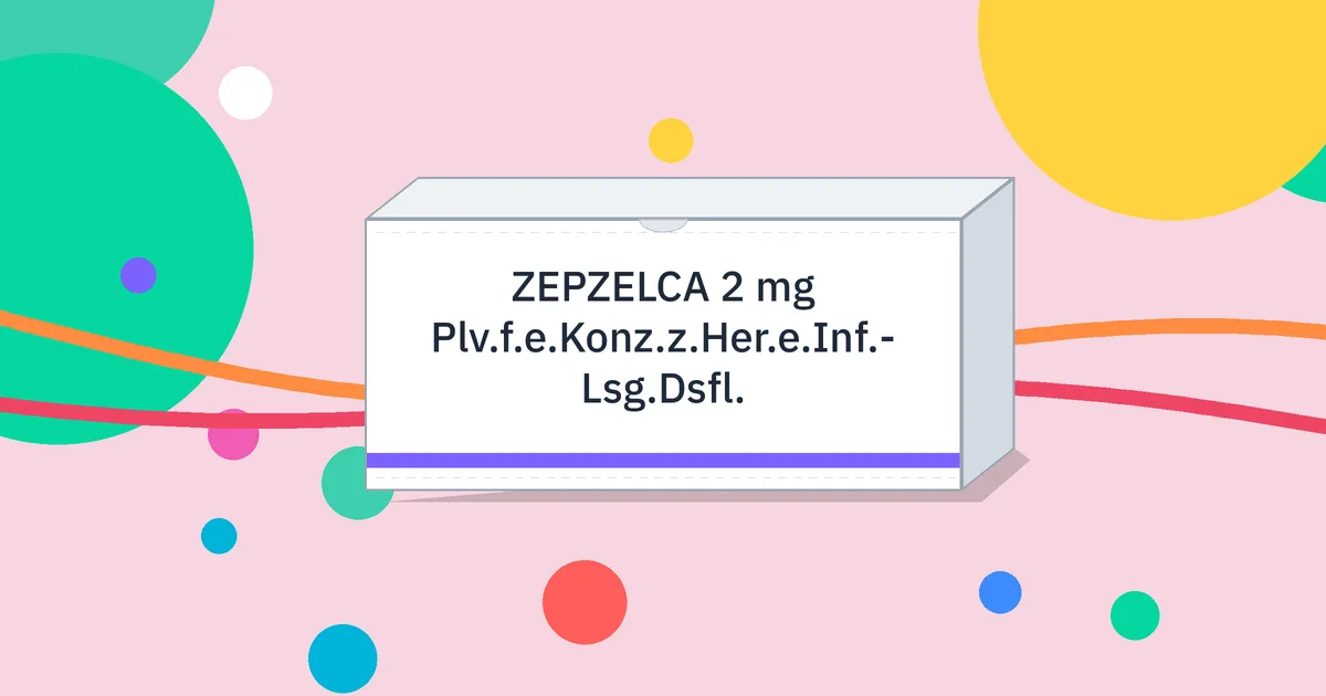 Symbolbild: Packung mit der Aufschrift ZEPZELCA 2 mg Plv.f.e.Konz.z.Her.e.Inf.-Lsg.Dsfl. (PZN 20592333) – Verfügbarkeit und Bezug in Apotheken in Frankfurt am Main