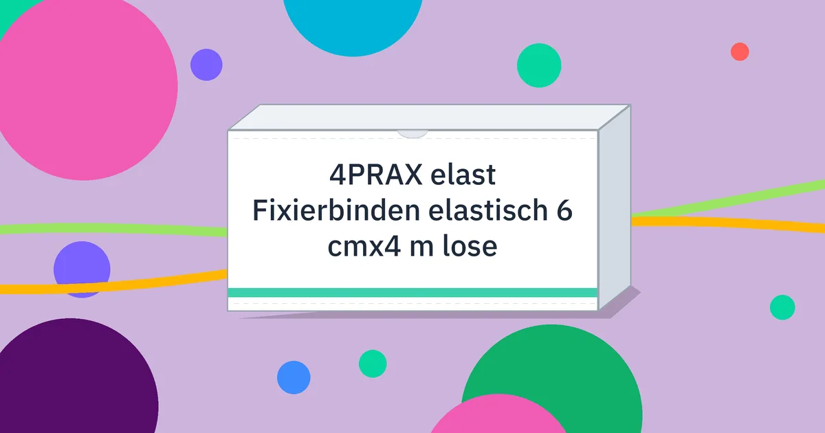 Symbolbild: Packung mit der Aufschrift 4PRAX elast Fixierbinden elastisch 6 cmx4 m lose (PZN 20230073) – Verfügbarkeit und Bezug in Apotheken in Frankfurt am Main