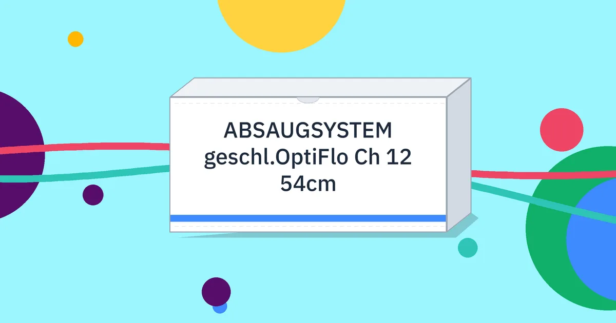 Symbolbild: Packung mit der Aufschrift ABSAUGSYSTEM geschl.OptiFlo Ch 12 54cm (PZN 04713754) – Verfügbarkeit und Bezug in Apotheken in Frankfurt am Main