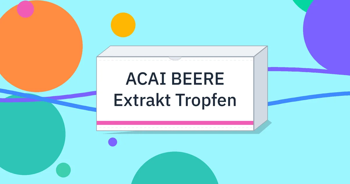 Symbolbild: Packung mit der Aufschrift ACAI BEERE Extrakt Tropfen (PZN 20210768) – Verfügbarkeit und Bezug in Apotheken in Frankfurt am Main