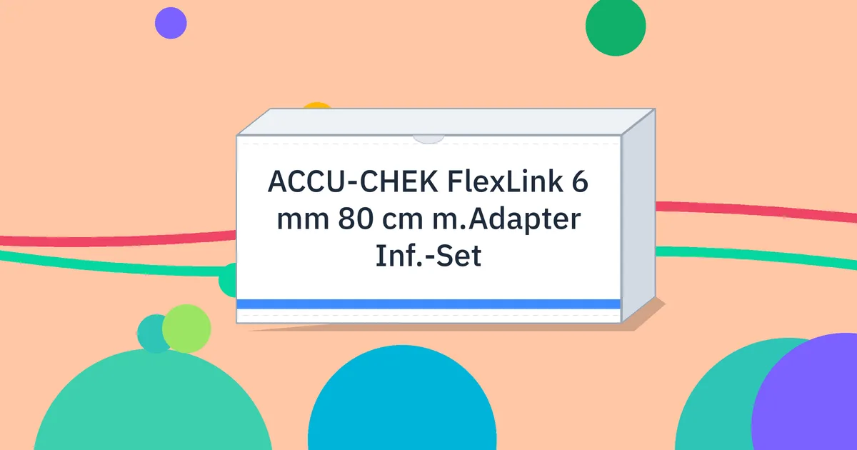 Symbolbild: Packung mit der Aufschrift ACCU-CHEK FlexLink 6 mm 80 cm m.Adapter Inf.-Set (PZN 19767721) – Verfügbarkeit und Bezug in Apotheken in Frankfurt am Main