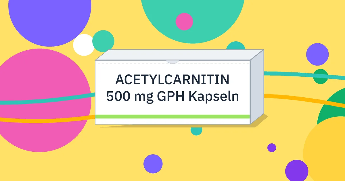Symbolbild: Packung mit der Aufschrift ACETYLCARNITIN 500 mg GPH Kapseln (PZN 09681220) – Verfügbarkeit und Bezug in Apotheken in Frankfurt am Main