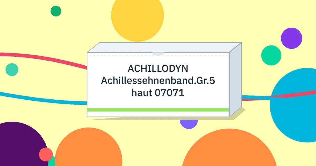 Symbolbild: Packung mit der Aufschrift ACHILLODYN Achillessehnenband.Gr.5 haut 07071 (PZN 00578756) – Verfügbarkeit und Bezug in Apotheken in Frankfurt am Main