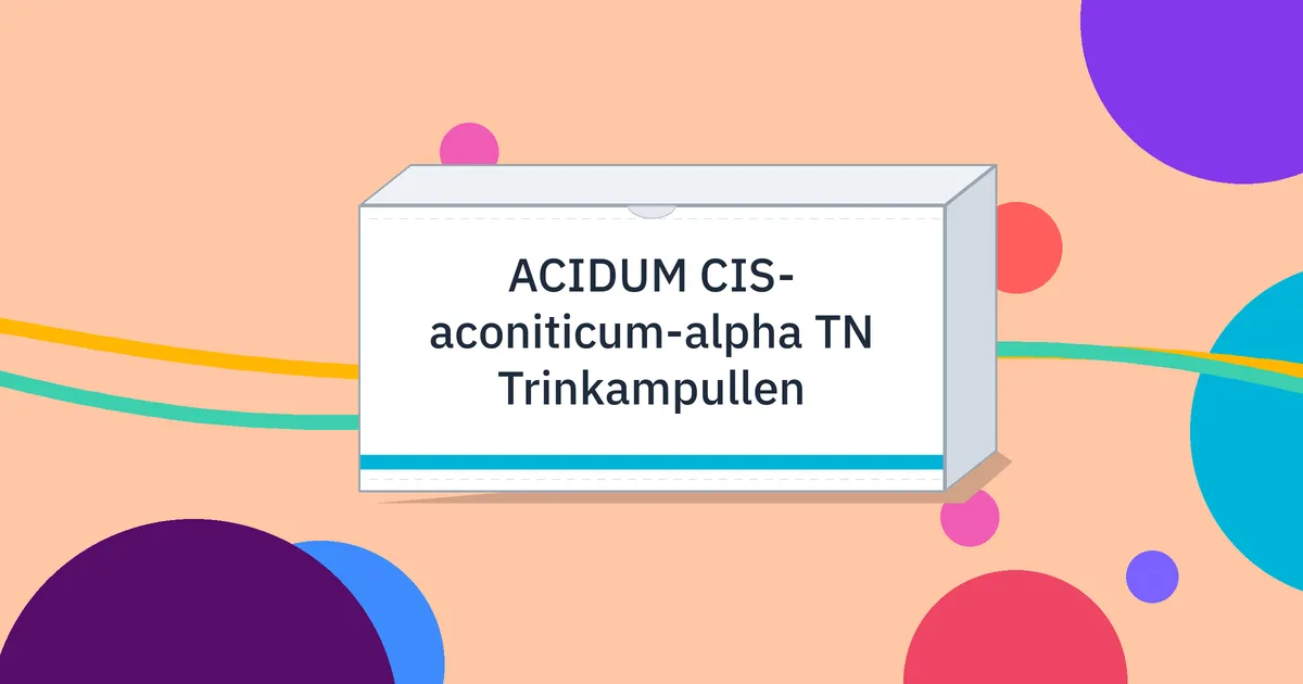 Symbolbild: Packung mit der Aufschrift ACIDUM CIS-aconiticum-alpha TN Trinkampullen (PZN 17541705) – Verfügbarkeit und Bezug in Apotheken in Frankfurt am Main